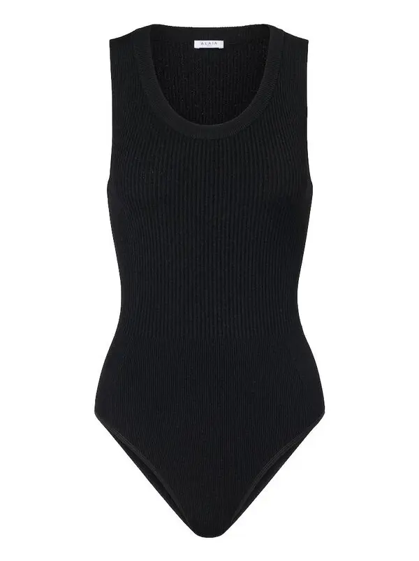 Alaïa Ribbed-knit Bodysuit - Black