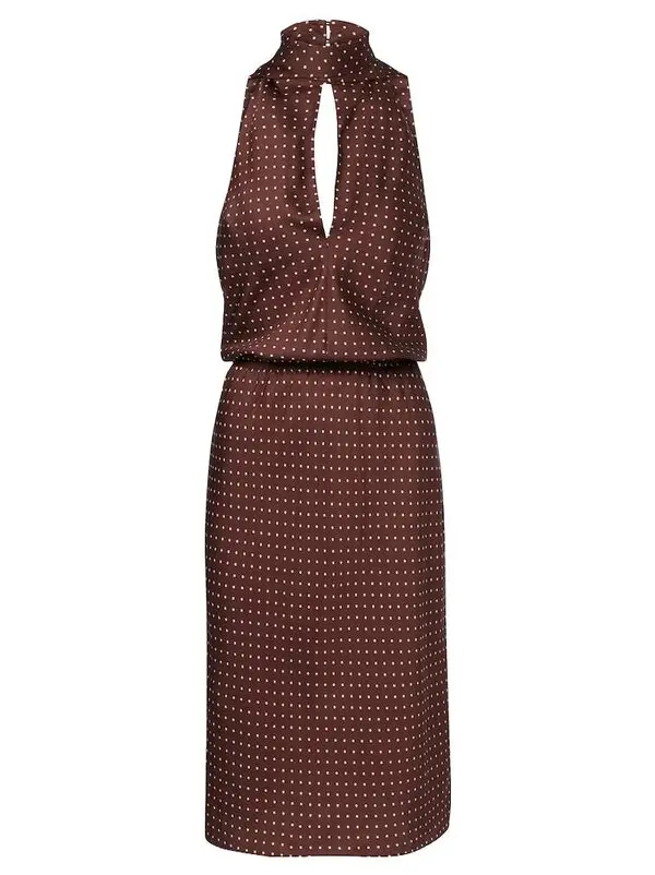Posse Phoebe Polka-dot Halterneck Midi Dress - Brown