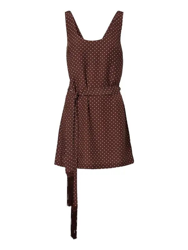 Posse Evie Belted Polka-dot Minidress - Brown