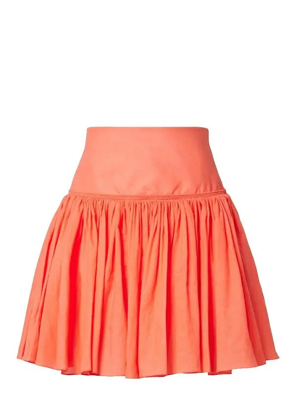 Alaïa Gathered Cotton And Linen Miniskirt - Orange
