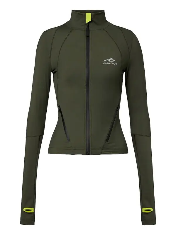 Balenciaga Logo Zip-up Top - Green