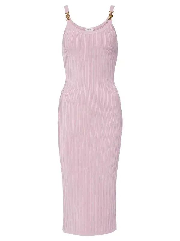 Versace Medusa Ribbed-knit Midi Dress - Purple