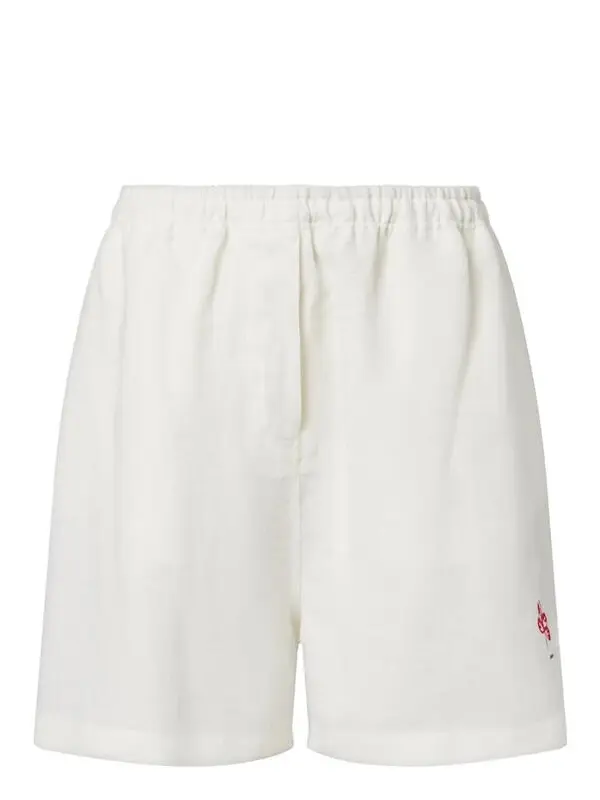 Prada Embroidered Linen Shorts - White