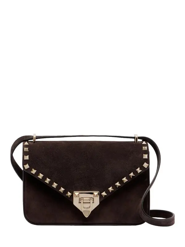 Valentino Garavani Rockstud Small Suede Tote Bag - Brown