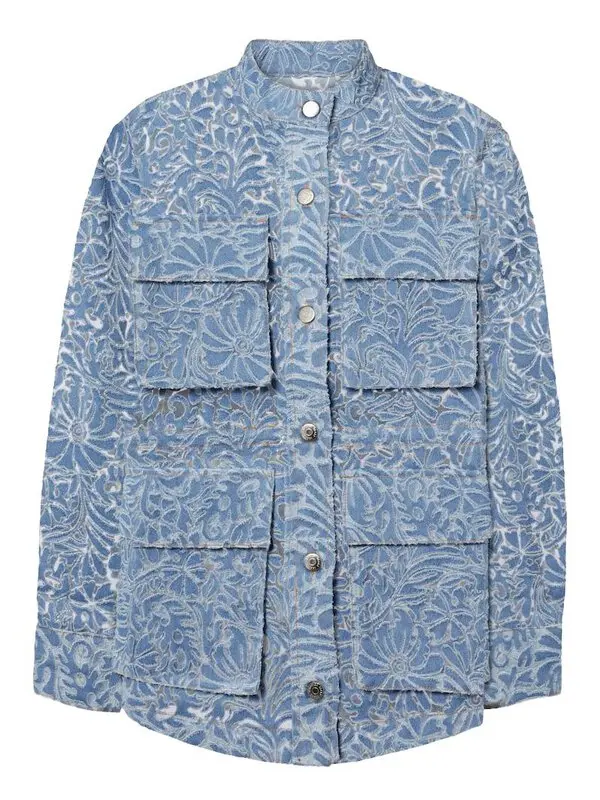 Veronica Beard Lane Floral Denim Jacket - Blue