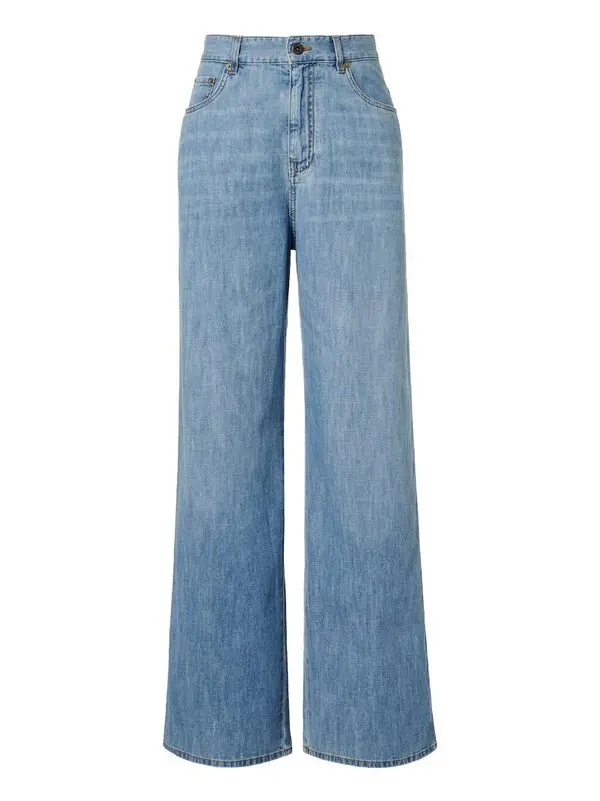 Miu Miu Chambray Wide-leg Pants - Blue