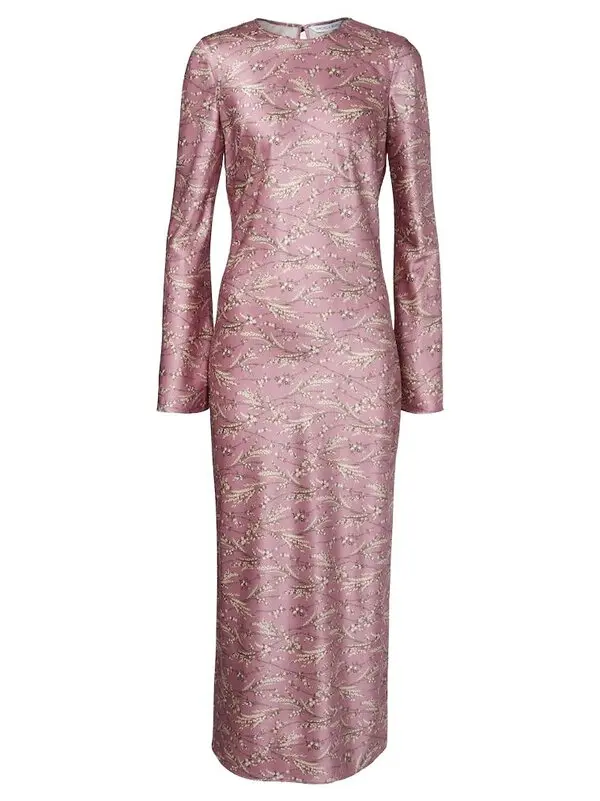 Veronica Beard Gemma Floral Silk-blend Satin Midi Dress - Purple