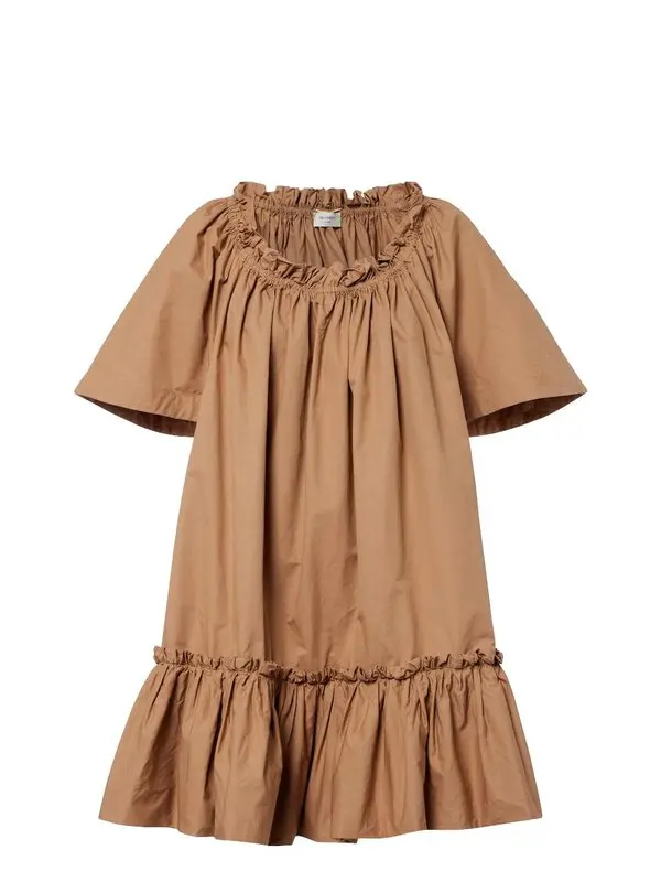 Saint Laurent Ruffled Cotton Minidress - Beige