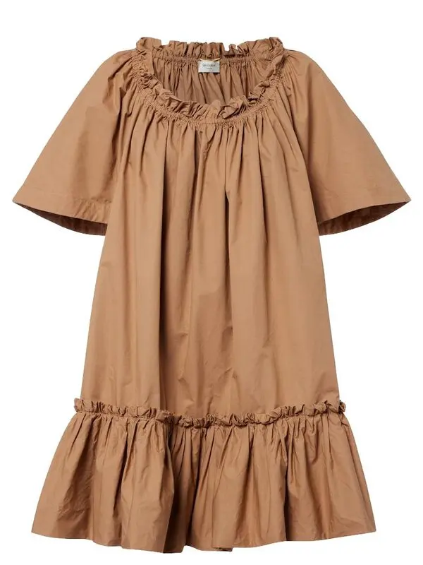 Saint Laurent Ruffled Cotton Minidress - Beige