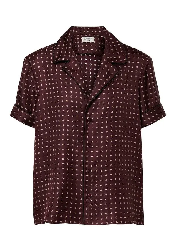 Saint Laurent Printed Silk Shirt - Burgundy