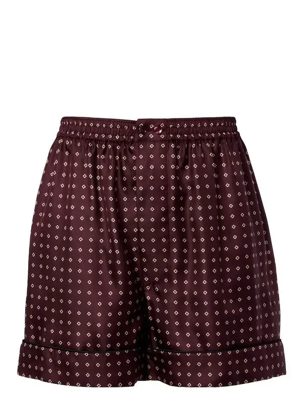 Saint Laurent Printed Silk Satin Shorts - Purple