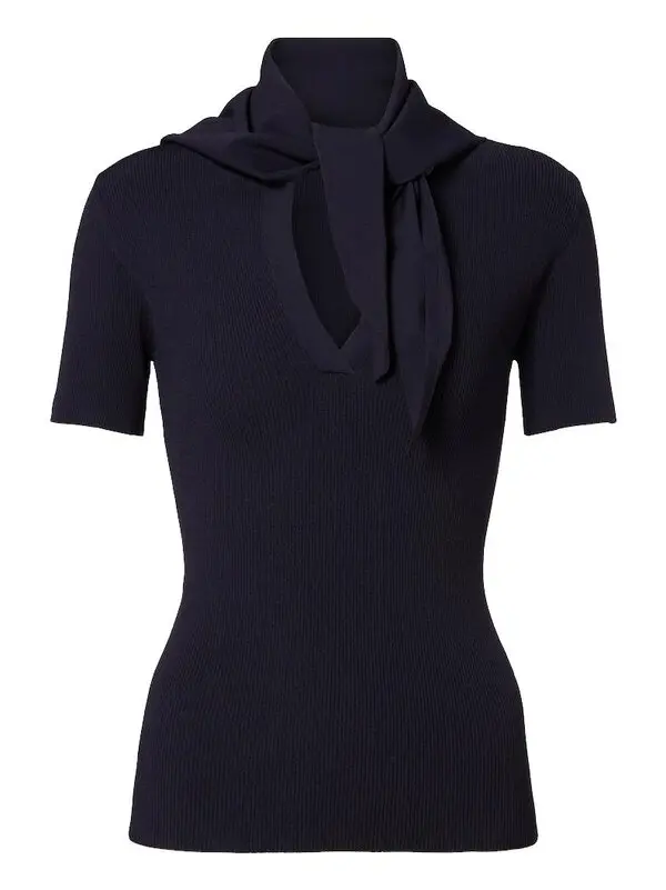 Max Mara Scarf-detail Knitted Top - Blue