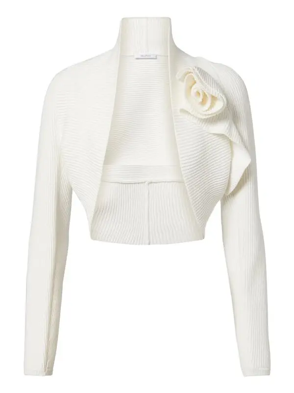 Max Mara Knitted Floral-appliqué Shrug - White