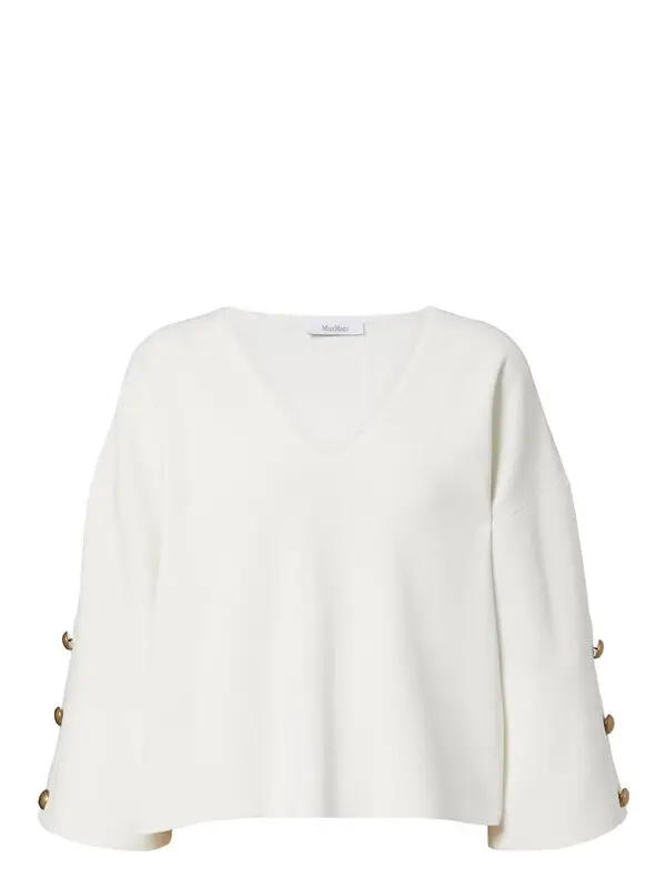 Max Mara Embellished V-neck Top - White