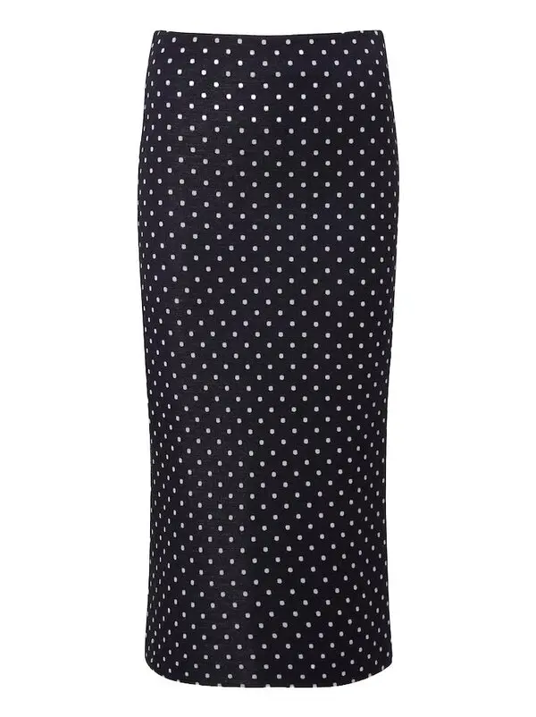 Max Mara Polka-dot Jersey Midi Skirt - Blue