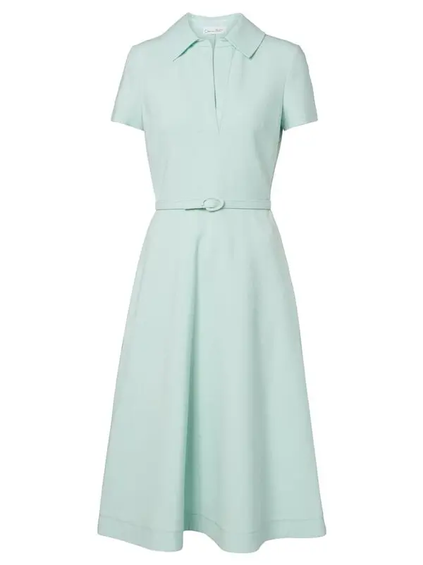 Oscar De La Renta Belted Wool-blend Midi Dress - Blue