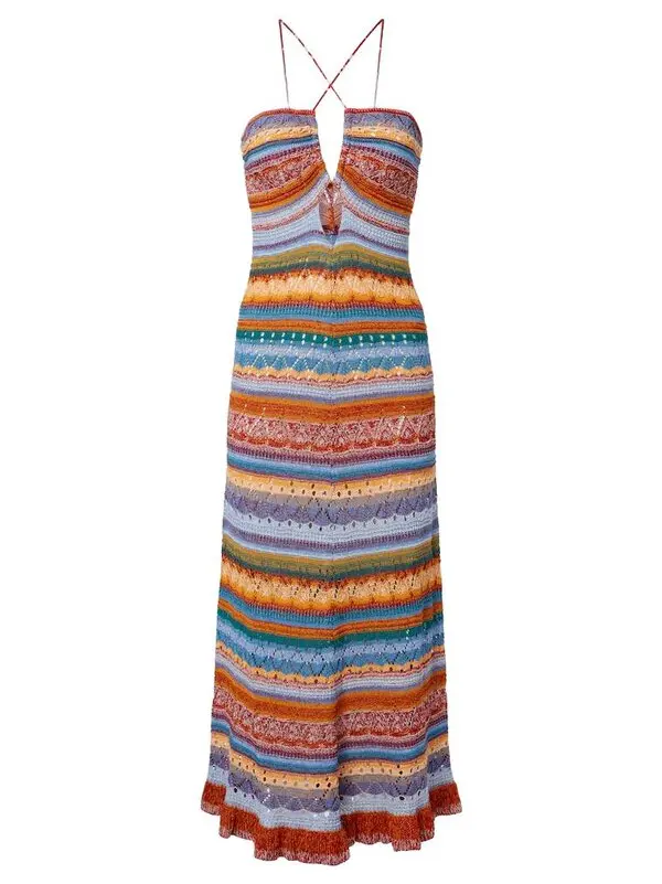 Etro Crochet Striped Cotton Maxi Dress - Multicoloured