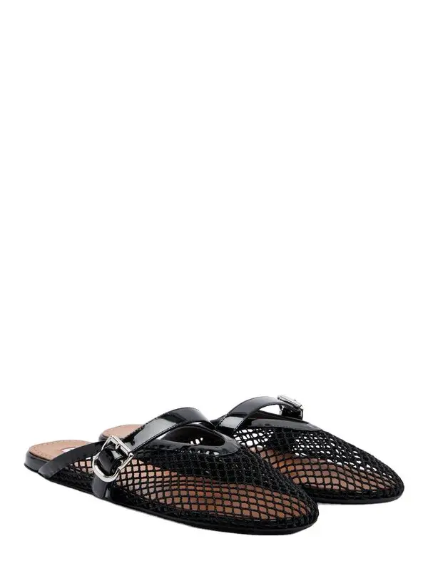 Alaïa Fishnet Leather-trimmed Mules - Black