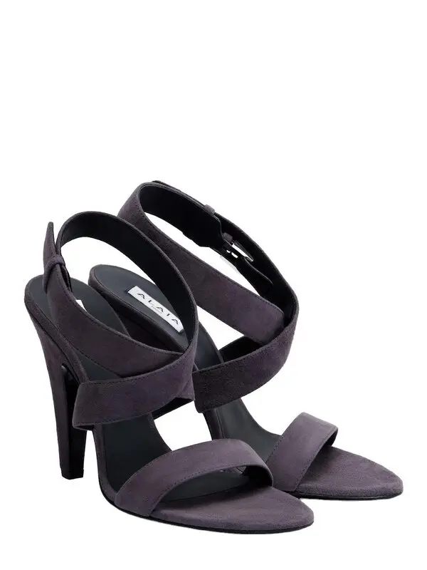 Alaïa Suede Cone Heel Sandals - Grey