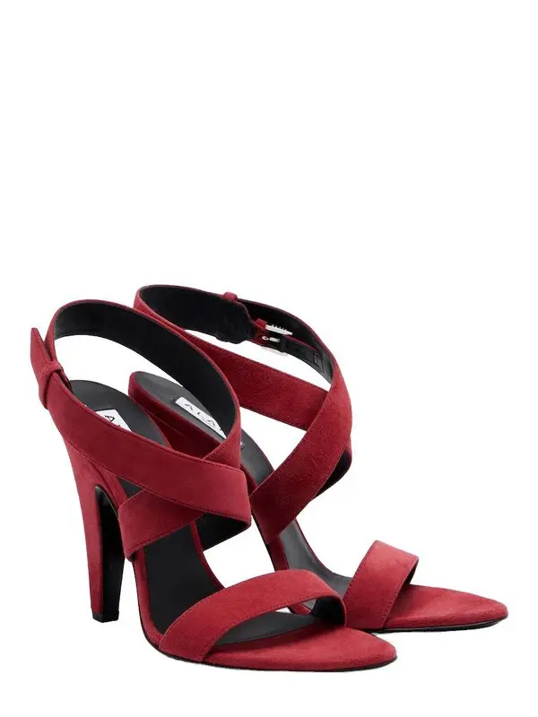 Alaïa Cone Suede Slingback Sandals - Red