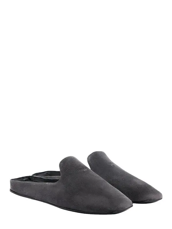 Max Mara Logo Suede Mules - Grey