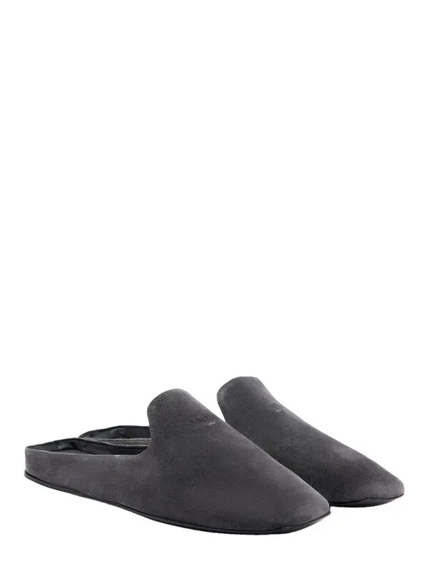 Max Mara Logo Suede Mules - Grey