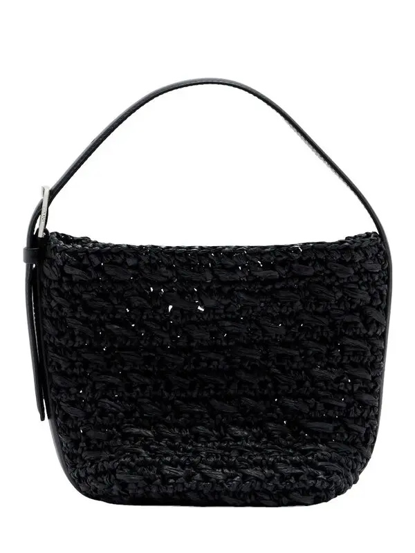 TOTEME Small Belted Raffia Top-handle Bag - Black