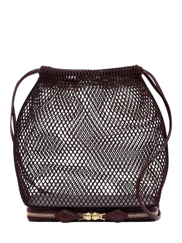 Alaïa Le Pochon Fishnet Bucket Bag - Burgundy