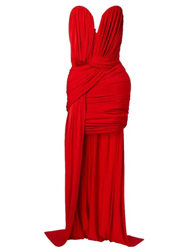Stella McCartney Draped Crepe Jersey Bustier Dress - Red