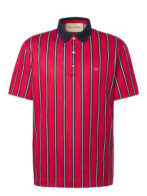 Valentino Garavani Vlogo Striped Polo Shirt - Red