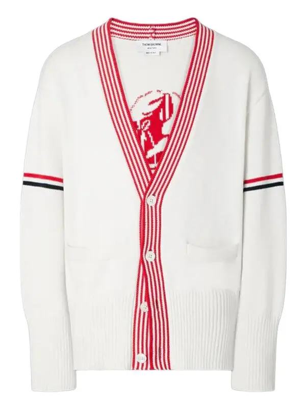 Thom Browne Lobster Jersey Cardigan - White