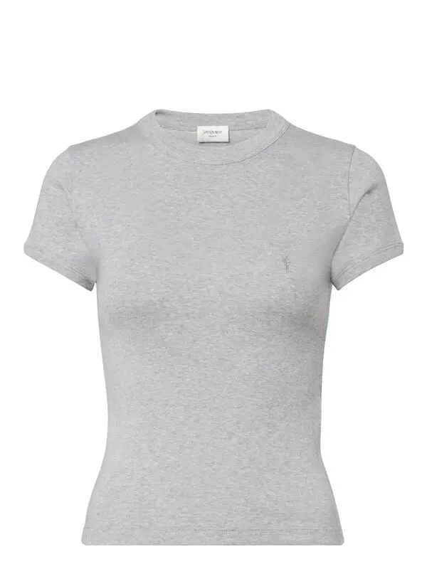 Saint Laurent Cassandre Cotton Jersey T-shirt - Grey