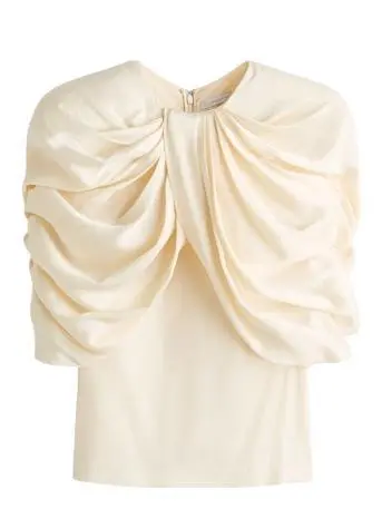 H&m Stella Mccartney Draped Satin Top - Cream