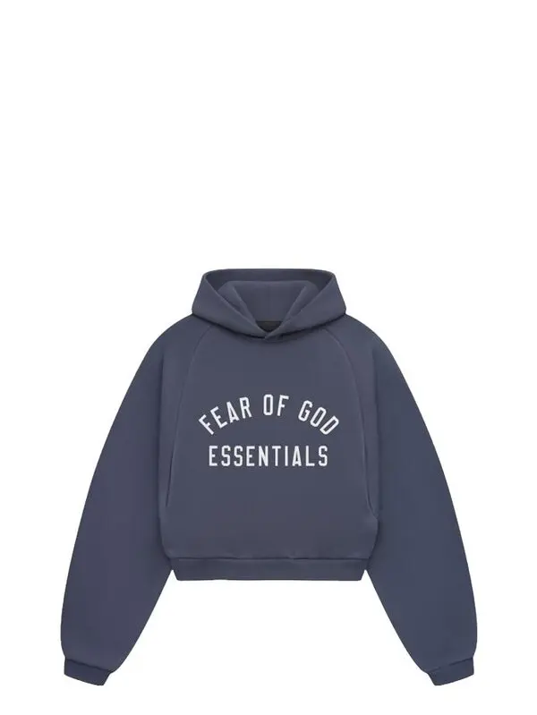 Fear Of God Fleece Cropped Hoodie - Marine