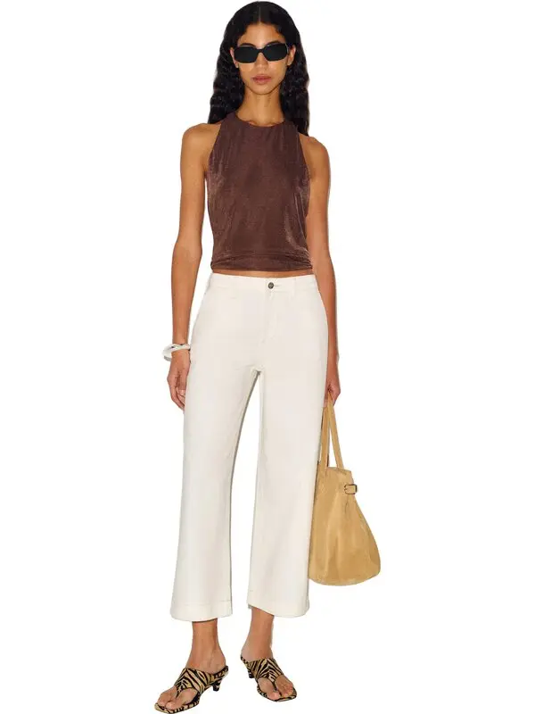 REFORMATION Cary Low Rise Slouchy Wide Leg Cropped Jeans - Ivory