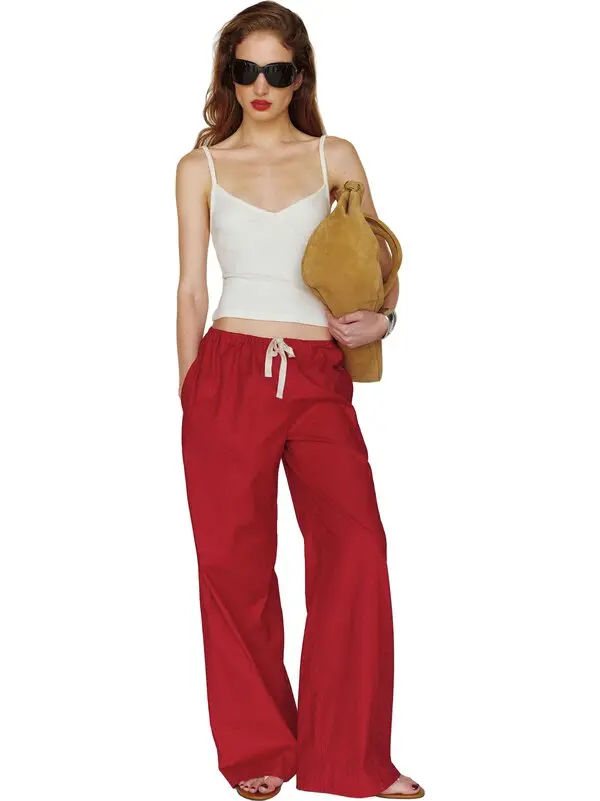 REFORMATION Gina Short Pant Relaxed Fit, Drawstring Waist - Red