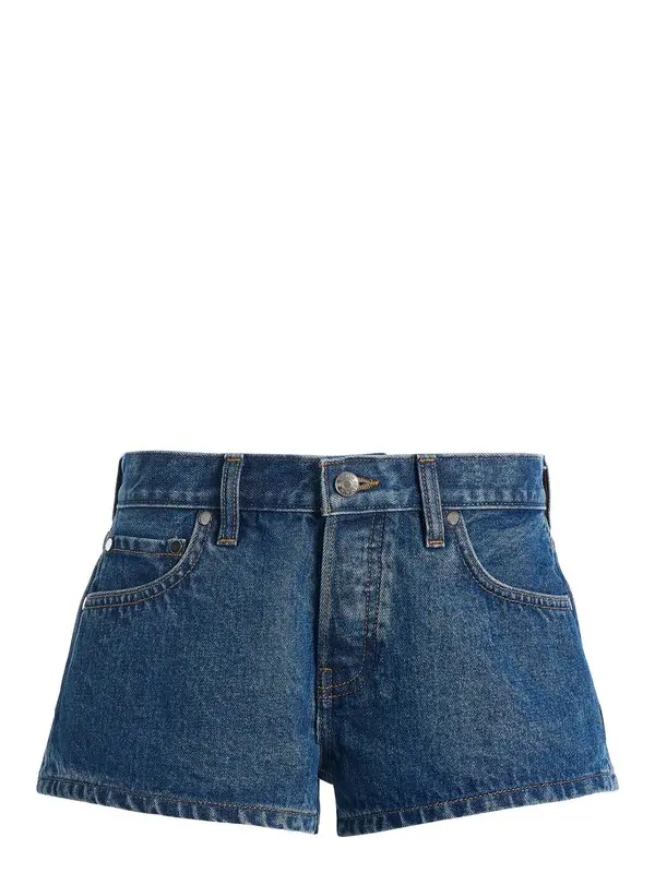 EB DENIM Portman Low-rise Cotton-blend Mini Shorts - Dark Wash
