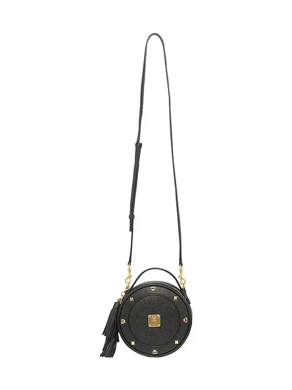 Mcm Pina Small Studded Leather Crossbody - Black