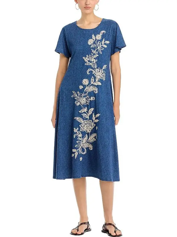 Johnny Was Elowen Embroidered Denim Dress - Elowen Denim