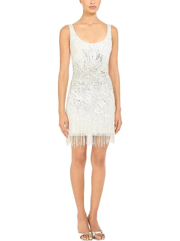 Jenny Packham Noella Sequin Embellished Fringed Mini Dress - Ivory