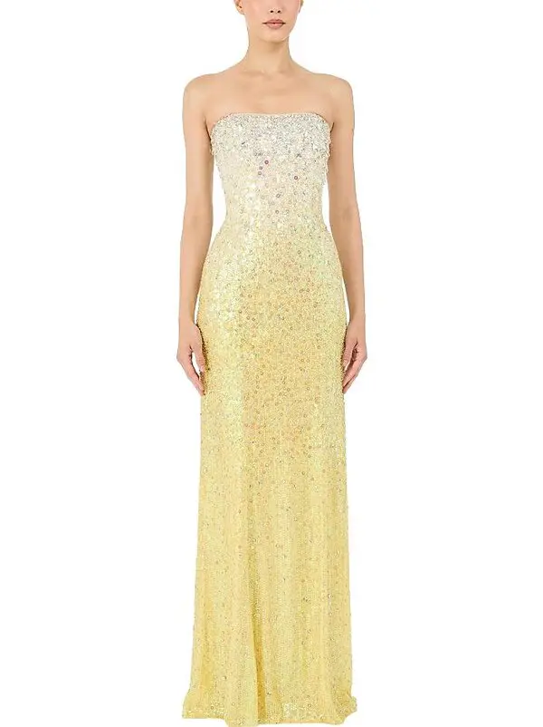 Jenny Packham Marle Saint Sequin Embellished Strapless Maxi Gown - Illusion