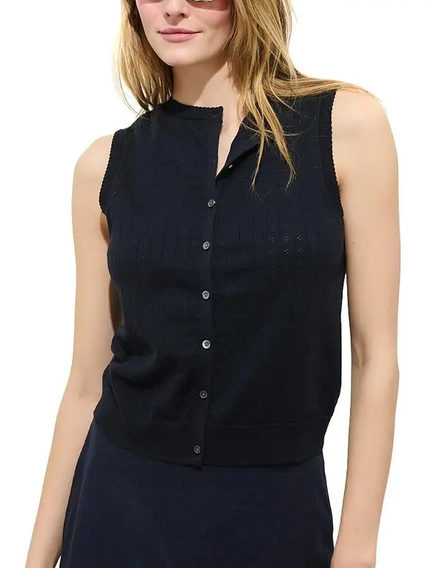 ALEX MILL Odette Pointelle Sweater Tank - Navy