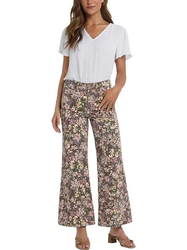 NYDJ Mia Palazzo Ankle Jeans In Print - Earth Blooms