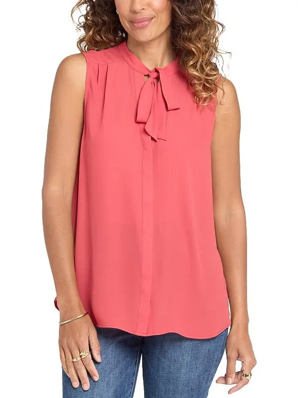 NYDJ Sleeveless Tie Neck Blouse - Chrysanthemum
