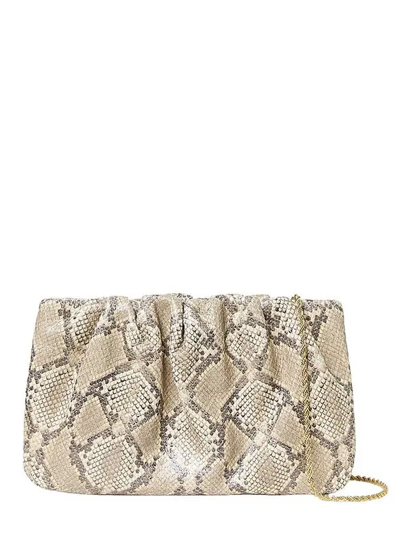 LOEFFLER RANDALL Serena Gathered Leather Clutch - Natural/snake