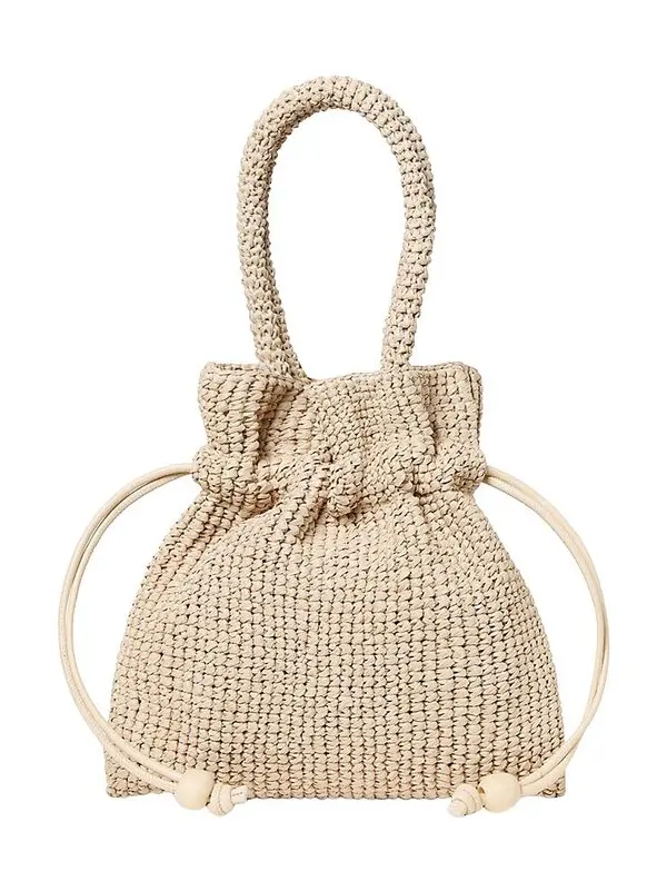 LOEFFLER RANDALL Kylie Raffia Drawstring Pouch - Natural