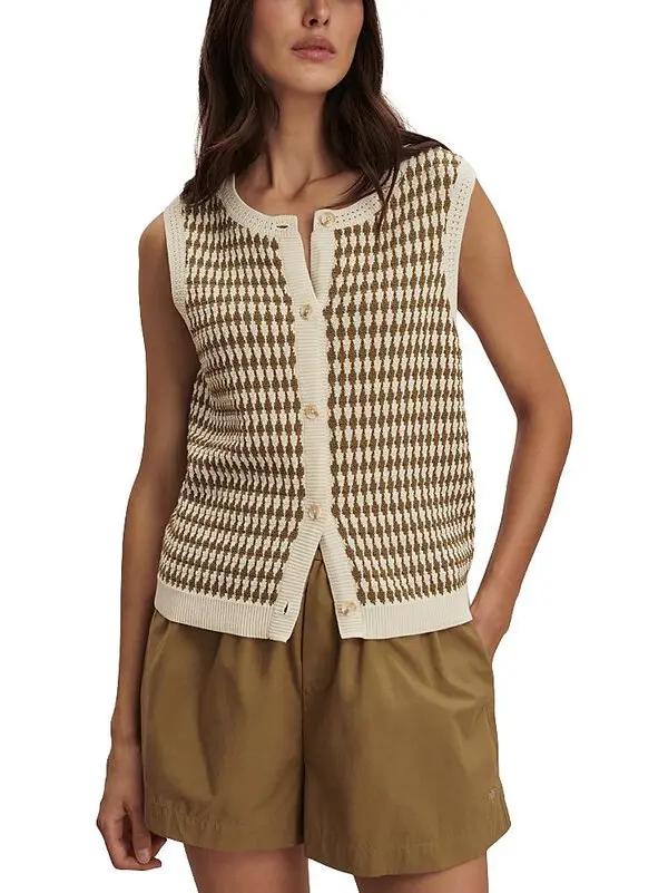 Varley Aura Knit Top - Egret / Golden Olive