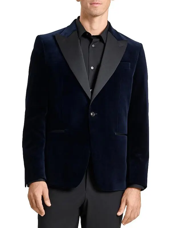 Ted Baker London Webster Modern Velvet Jacket With Shawl Lapel - Dark Blue