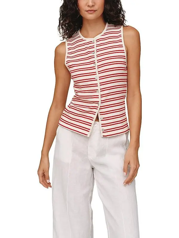 Bella Dahl Sleeveless Striped Button-down Top - Sunset Sail Stripe