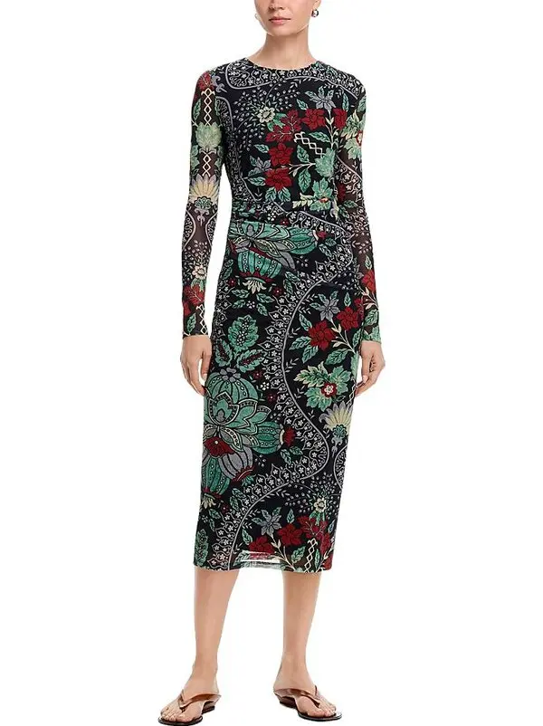 Elie Tahari Delilah Mesh Dress With Floral Print - Diana's Garden Print